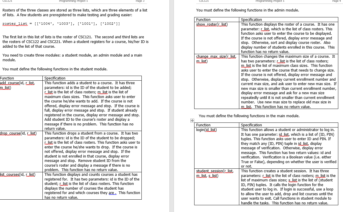 This program creates a class registration system. It | Chegg.com