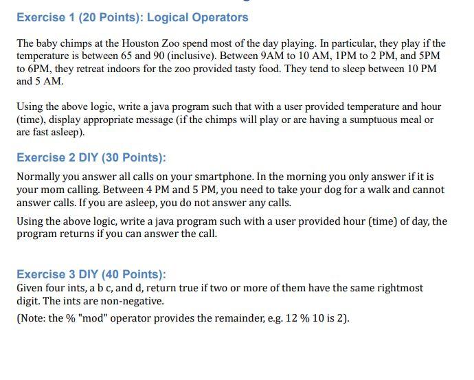 Solved Exercise 1 (20 Points): Logical Operators The baby | Chegg.com