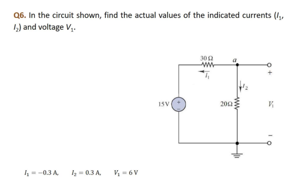 Solved Q6. ﻿In the circuit shown, find the actual values of | Chegg.com