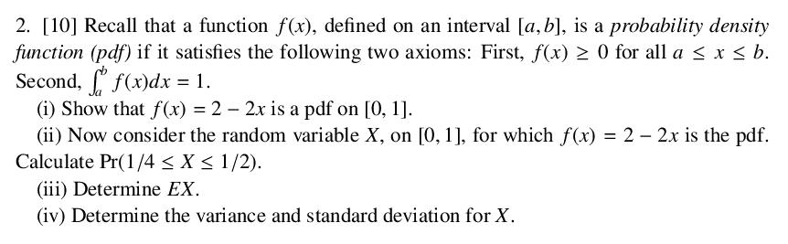 Solved 2. [10] Recall that a function f(x), defined on an | Chegg.com