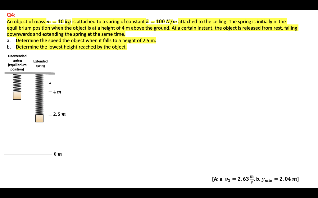Solved An object of mass m=10 kg is attached to a spring of | Chegg.com