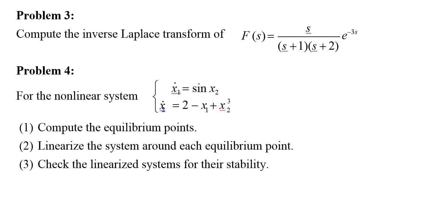 Solved Problem 3: Compute the inverse Laplace transform of F | Chegg.com