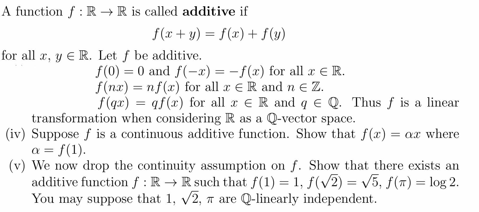 Solved A function f :R + R is called additive if f(x + y) = | Chegg.com