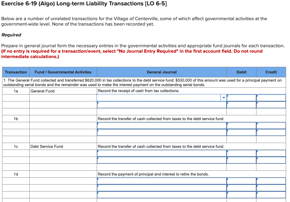 Solved Exercise 6-19 (Algo) Long-term Liability Transactions | Chegg.com