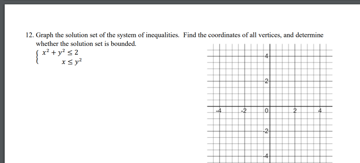 Solved 12. Graph the solution set of the system of | Chegg.com