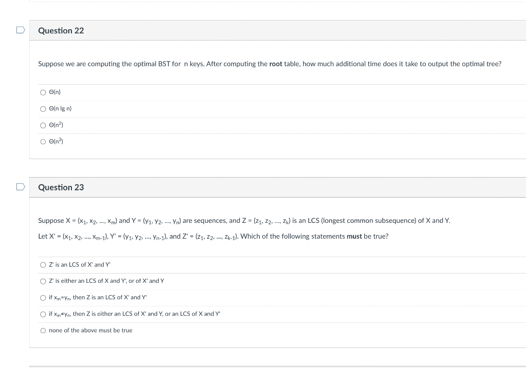 Solved Suppose we are computing the optimal BST for n keys. | Chegg.com