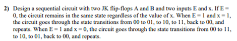 Solved Design a sequential circuit with two JK flip-flops A | Chegg.com