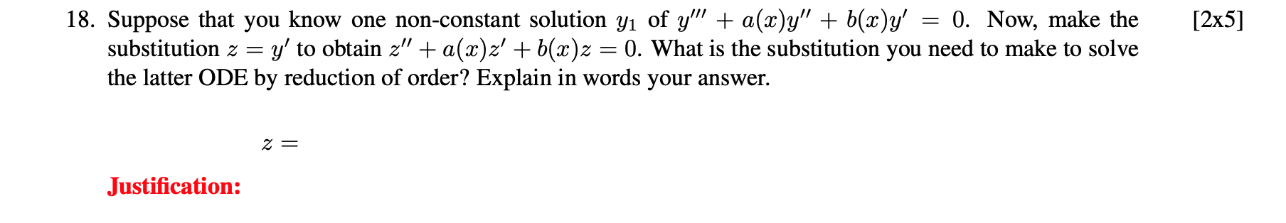 Solved 8. Suppose that you know one non-constant solution y1 | Chegg.com