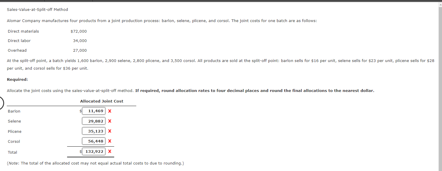 Solved Sales-Value-at-Split-off Method Alomar Company | Chegg.com
