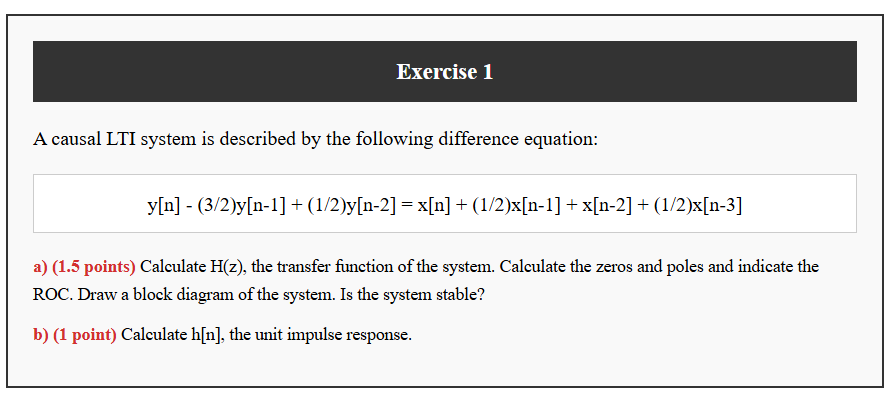 Solved Exercise 1A causal LTI system is ﻿described by ﻿the | Chegg.com
