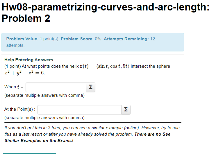 Hw08-parametrizing-curves-and-arc-length: Problem 1 | Chegg.com