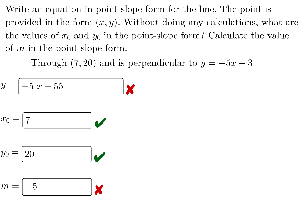 Solved Write an equation in point-slope form for the | Chegg.com