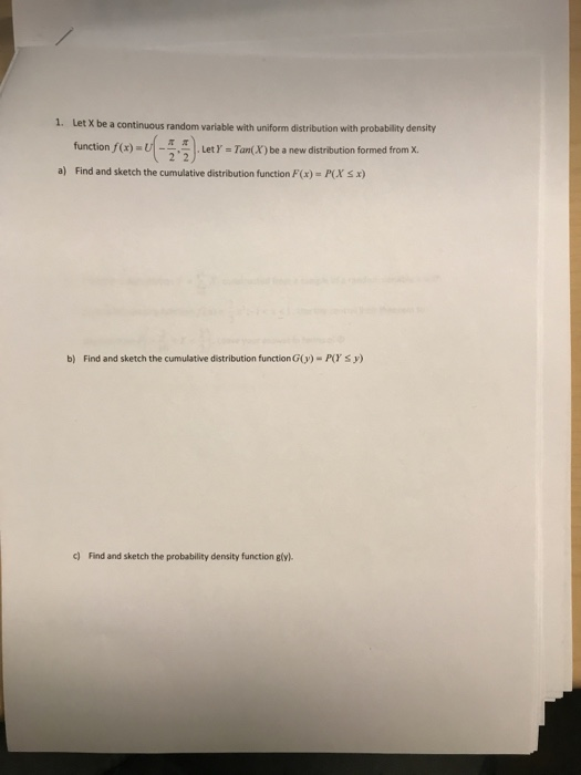 Solved 1. Let X be a continuous random variable with uniform | Chegg.com