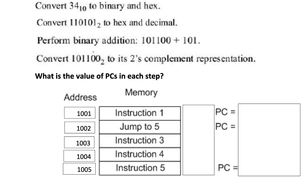 Solved Convert 3410 to binary and hex. Convert 1101012 to | Chegg.com