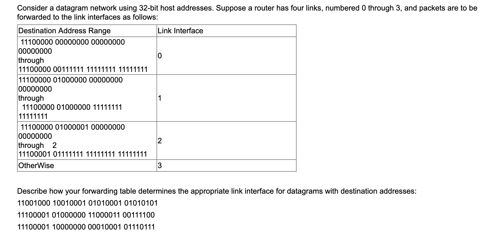 Solved Consider a datagram network using 32-bit host | Chegg.com