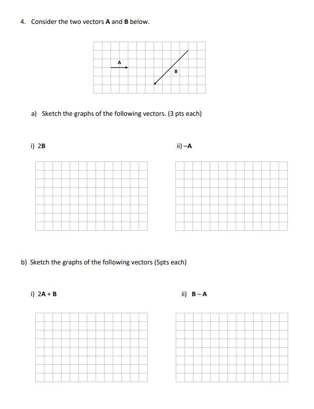 Solved 4. Consider the two vectors A and B below. A a) | Chegg.com