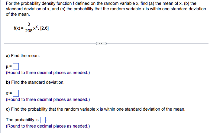 Solved For the probability density function f defined on the | Chegg.com