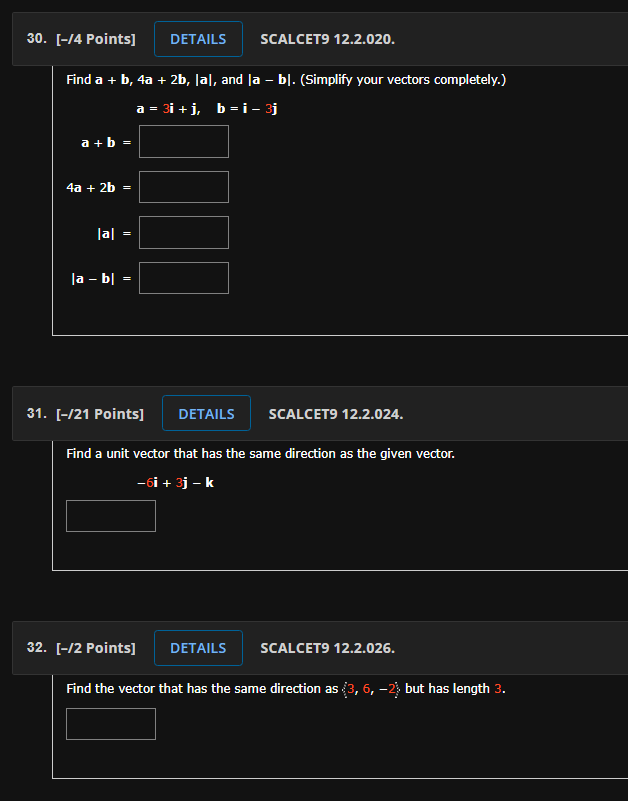 Solved 30. [-14 points) DETAILS SCALCET9 12.2.020. Find a + | Chegg.com Solved 30. [-14 points) DETAILS SCALCET9 12.2.020. Find a + | Chegg.com