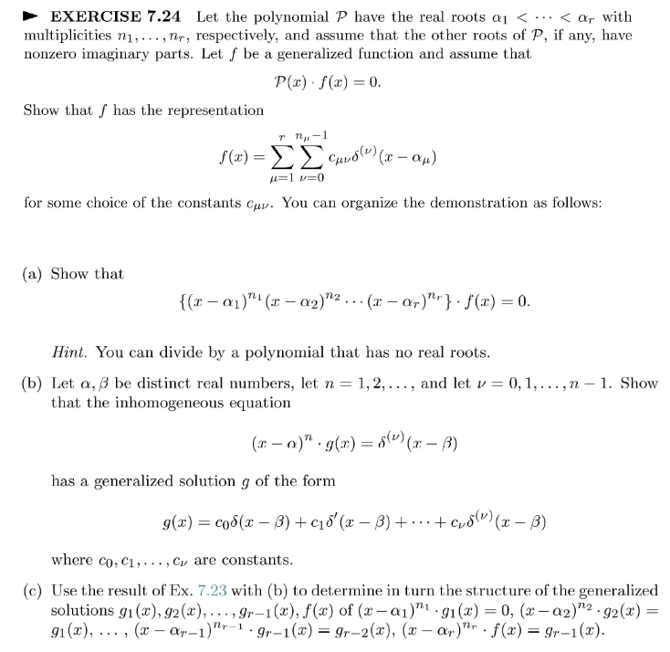 Find all generalized functions f that satisfy each of | Chegg.com