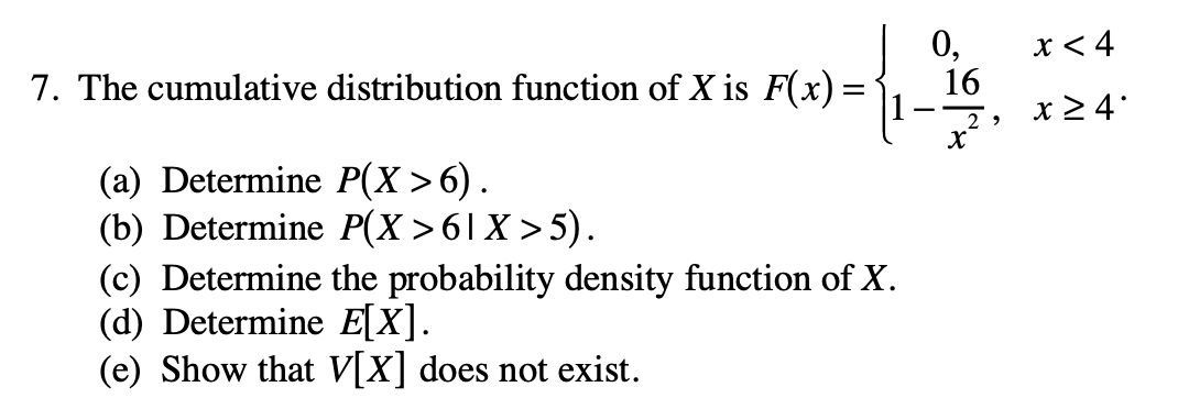 Solved 7. The cumulative distribution function of X is | Chegg.com