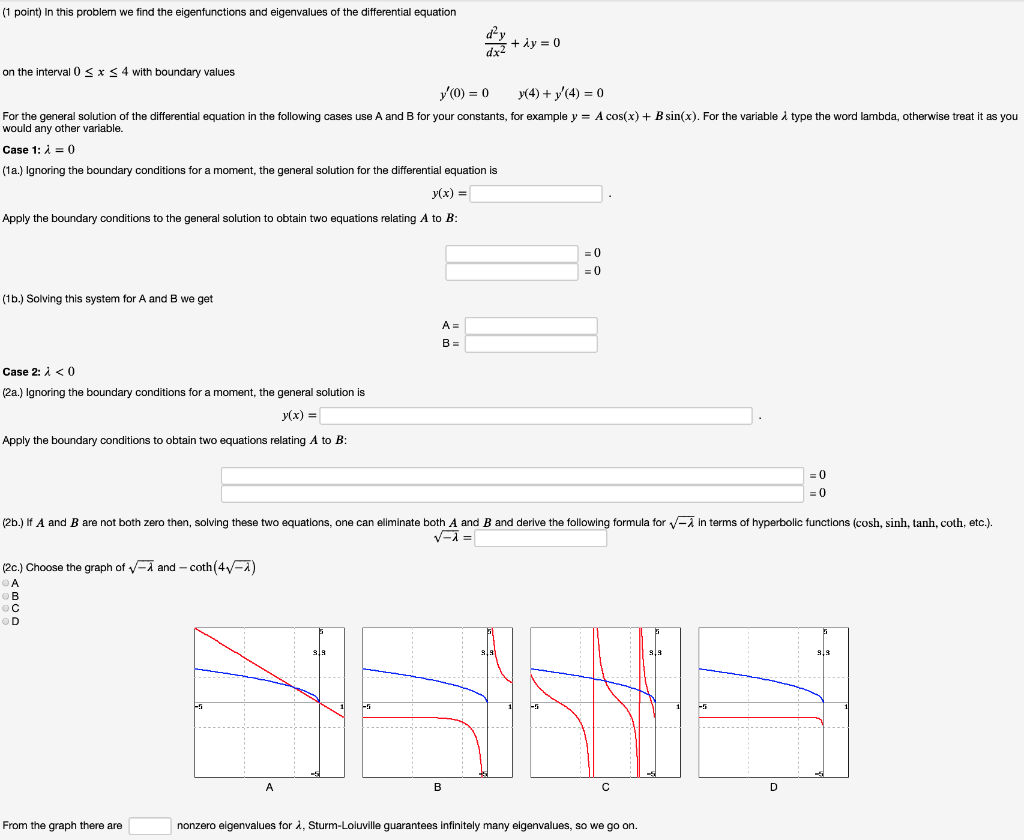Solved (1 point) In this problem we find the eigenfunctions | Chegg.com
