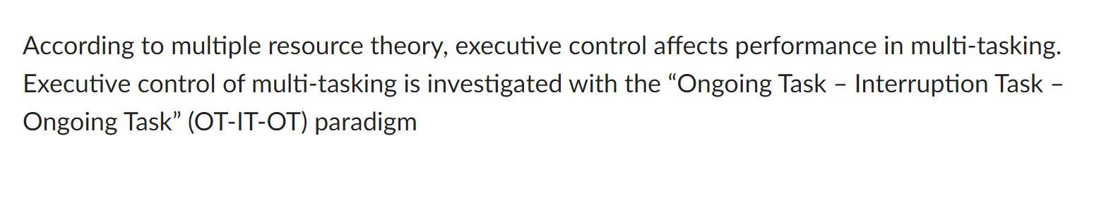 Solved According to multiple resource theory, executive | Chegg.com