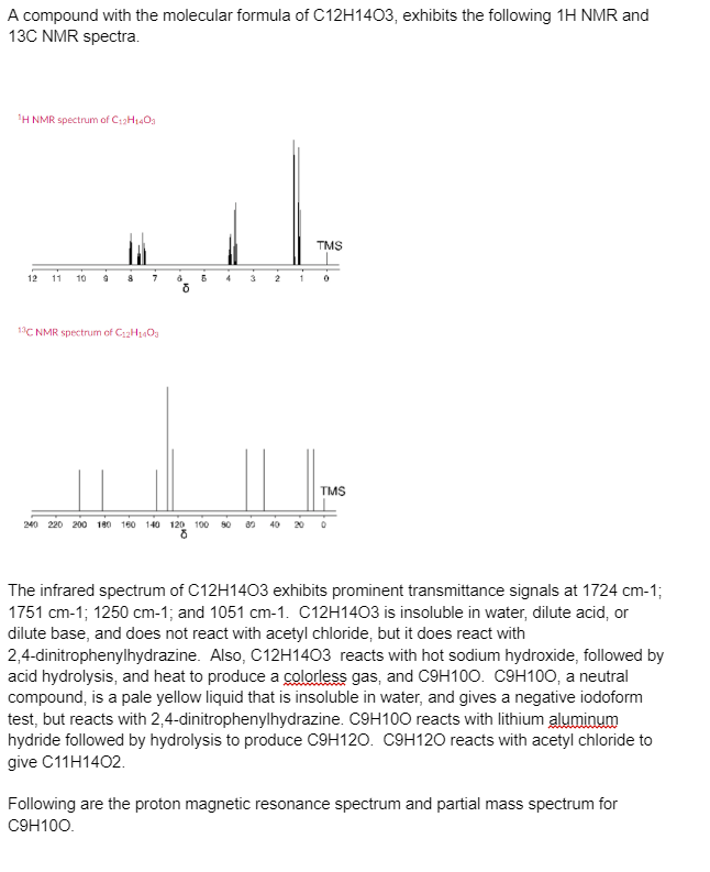 Solved A compound with the molecular formula of C12H14O3, | Chegg.com