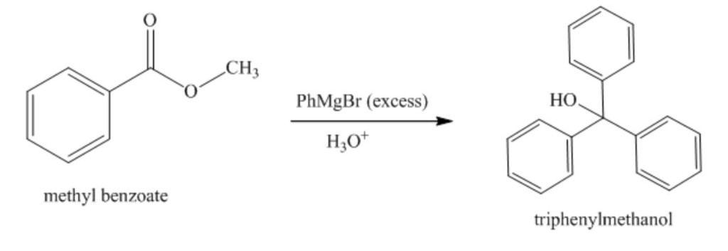 Solved CH3 НО PhMgBr (excess) Н,о* methyl benzoate | Chegg.com