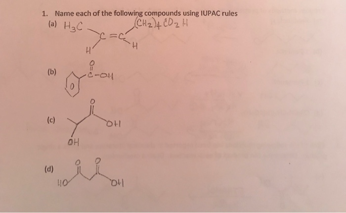 Solved Name each of the following compounds using IUPAC | Chegg.com