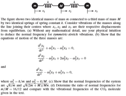 Solved The figure shows two identical masses of mass m | Chegg.com