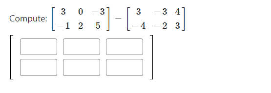 Solved Compute: [3−102−35]−[3−4−3−243]Solve the system using | Chegg.com