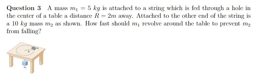Solved Question 3 A mass m1=5 kg is attached to a string | Chegg.com