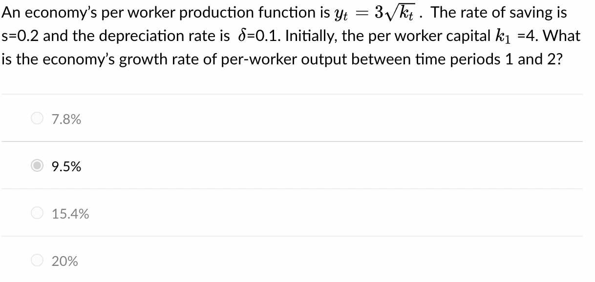 Solved An economy's per worker production function is | Chegg.com