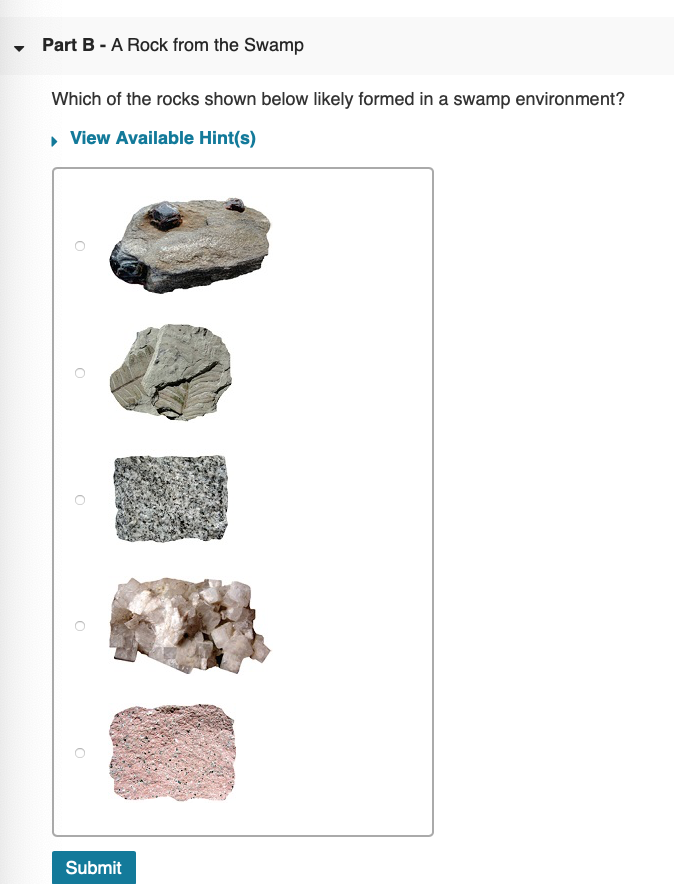 Solved Part B - A Rock from the Swamp Which of the rocks | Chegg.com