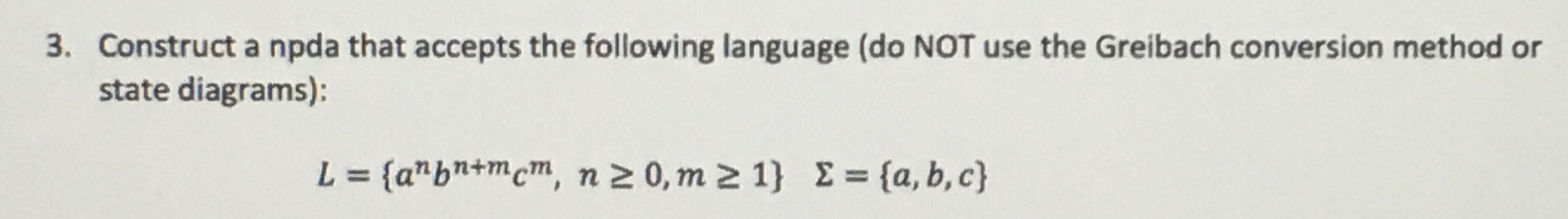Solved 3. Construct a npda that accepts the following | Chegg.com