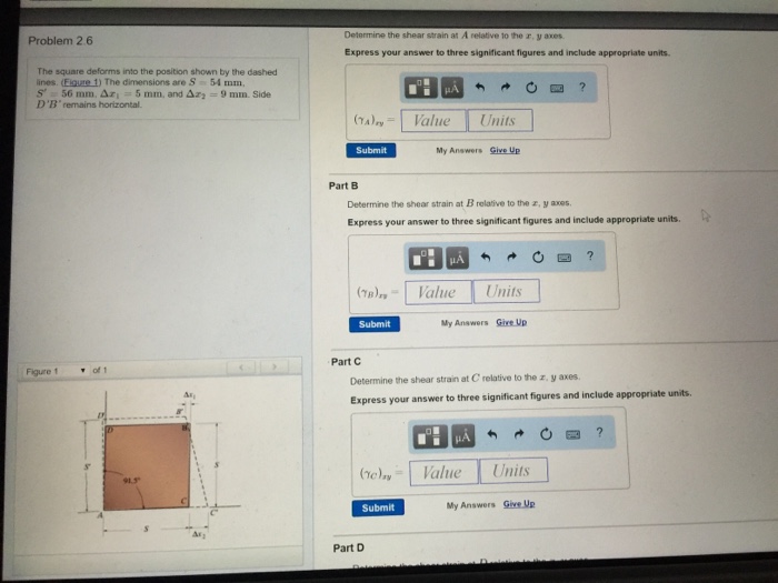 Solved Problem 2.6 The square deforms into the position | Chegg.com
