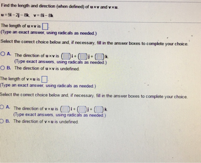 Solved Find the length and direction (when defined) of u | Chegg.com