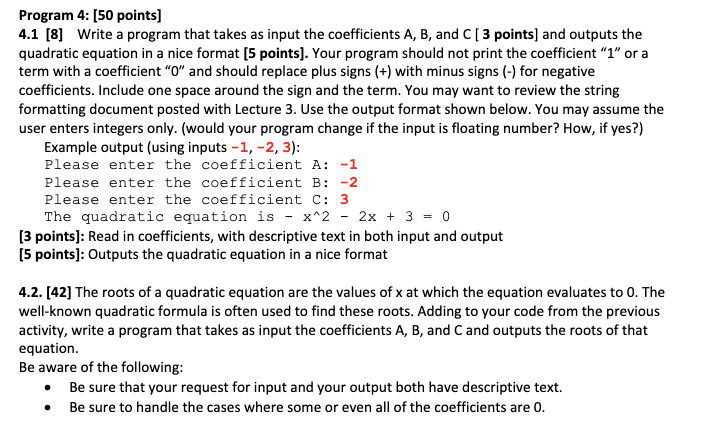 Solved Program 4: (50 points) 4.1 [8] Write a program that | Chegg.com
