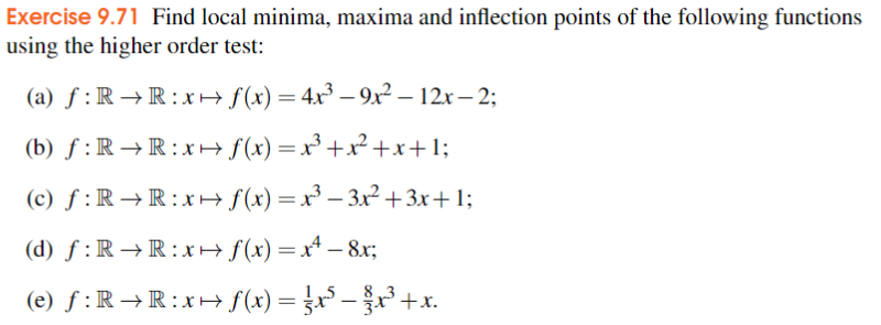 Solved Exercise 9.71 ﻿Find local minima, maxima and | Chegg.com
