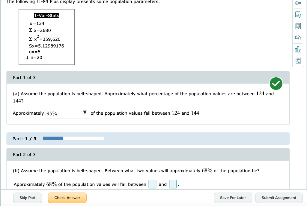 Solved The following TI-84 Plus display presents some | Chegg.com