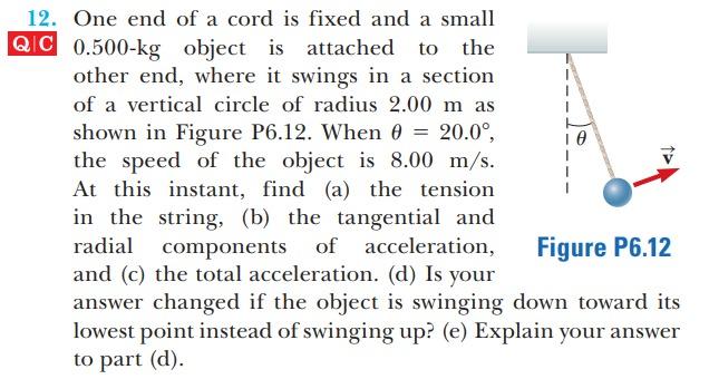 Solved 2. One end of a cord is fixed and a small 0.500−kg | Chegg.com