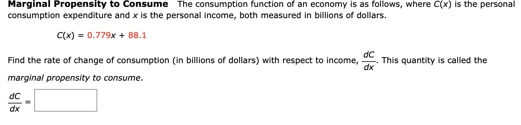 Solved Marginal Propensity to Consume The consumption | Chegg.com