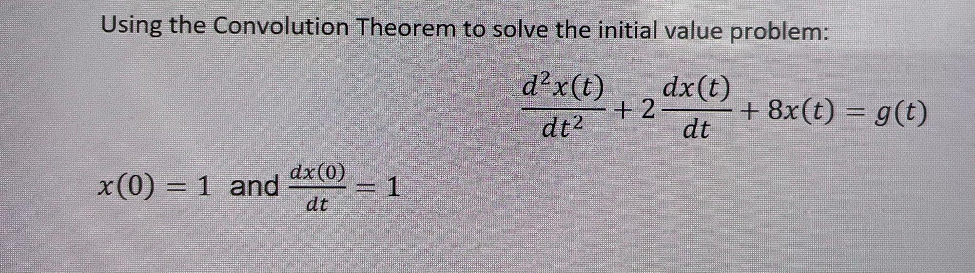 Solved Using the Convolution Theorem to solve the initial | Chegg.com