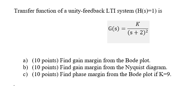 Solved Transfer function of a unity-feedback LTI system | Chegg.com