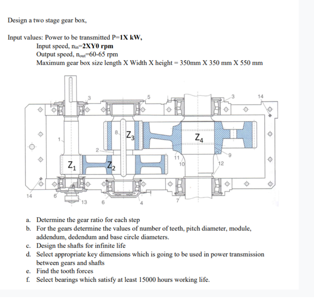 Solved Design a two stage gear box, Input values: Power to | Chegg.com