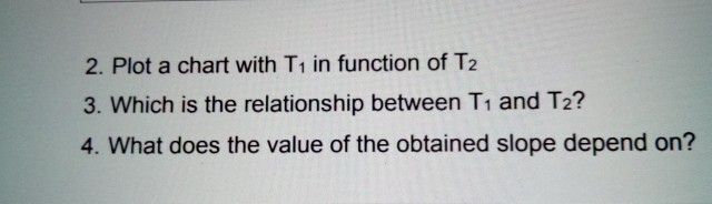 Solved 2. Plot a chart with T1 in function of T2 3. Which is | Chegg.com