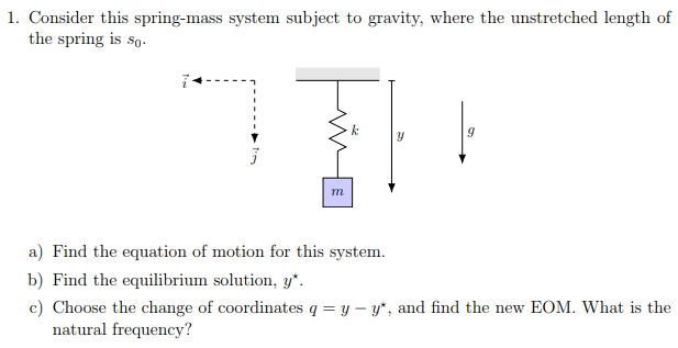 Solved 1. Consider this spring-mass system subject to | Chegg.com