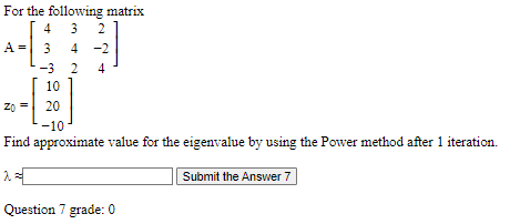 Solved For the following matrix | Chegg.com
