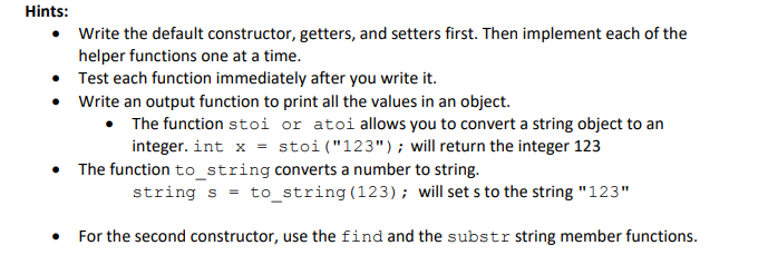 Solved Objective: Work with classes, strings, separate | Chegg.com