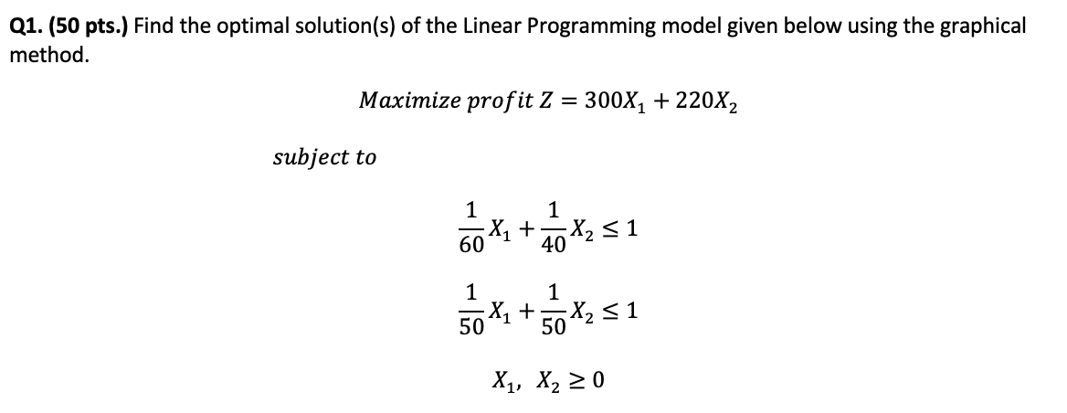 Solved Q1. (50 pts.) Find the optimal solution(s) of the | Chegg.com